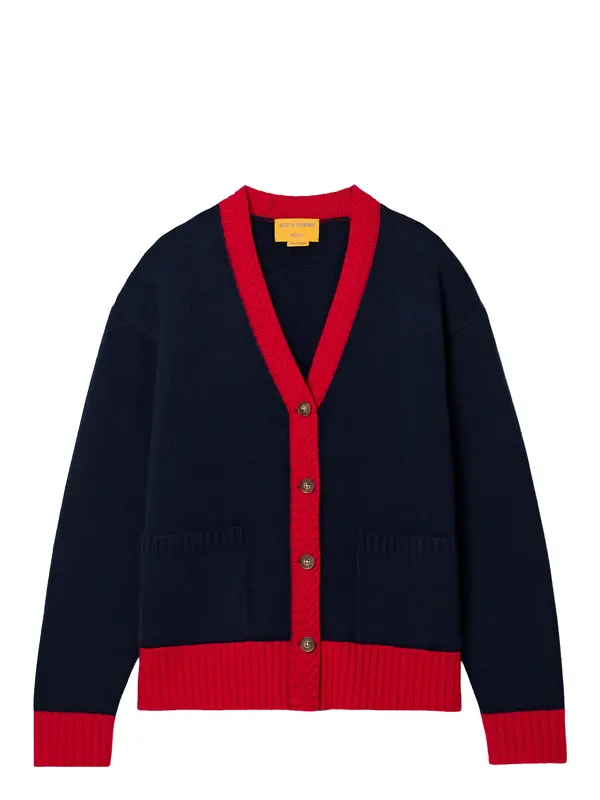 Guest In Residence Color-block Cashmere Cardigan - Blue