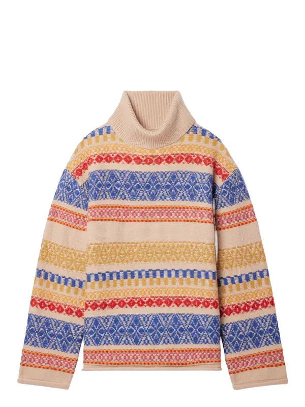 THE ELDER STATESMAN Hazy Fair Isle Cashmere Turtleneck Sweater - Multi