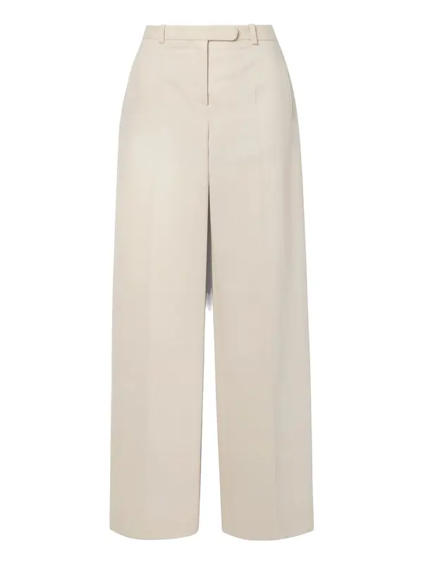THE ROW Banew Pleated Cotton And Wool-blend Pants - Neutrals