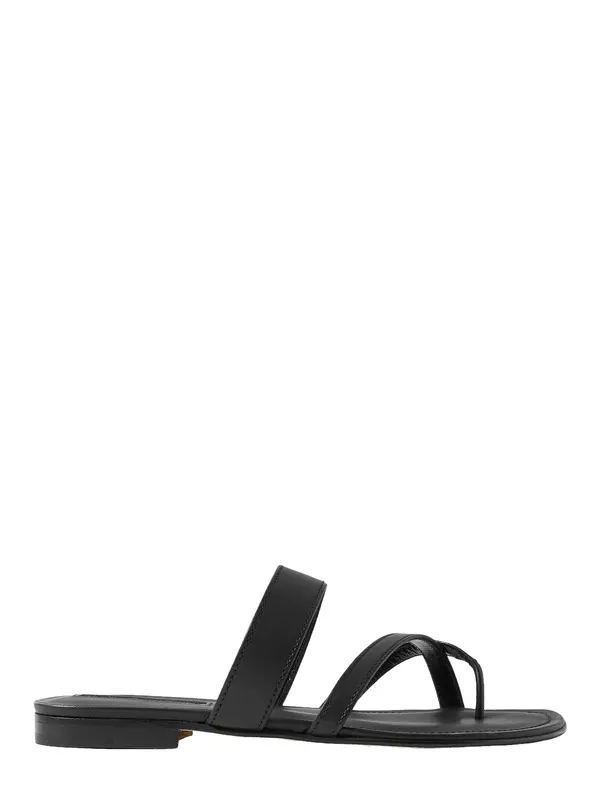 Manolo Blahnik Susa Leather Sandals - Black