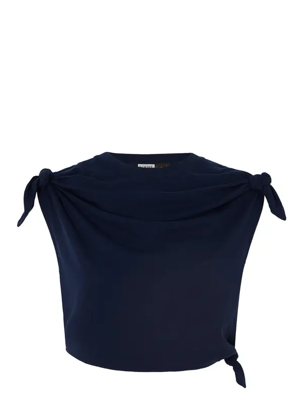 Loewe Paula's Ibiza Cropped Knotted Cotton-blend Jersey T-shirt - Blue