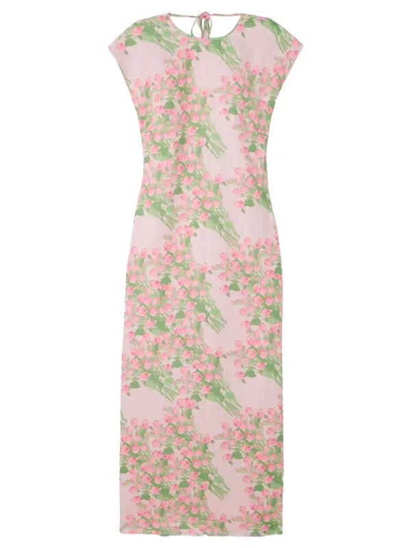 Bernadette Anne Floral-print Linen Midi Dress - Pink