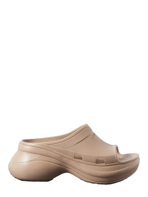 Balenciaga Crocs Pool Perforated Rubber Slides - Neutrals