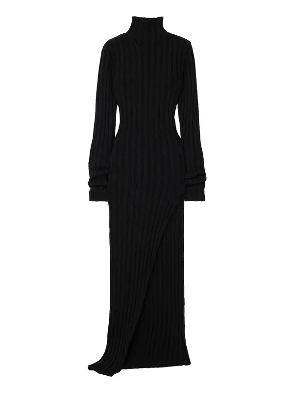 ANN DEMEULEMEESTER Cyntia Ribbed Wool Turtleneck Sweater - Black