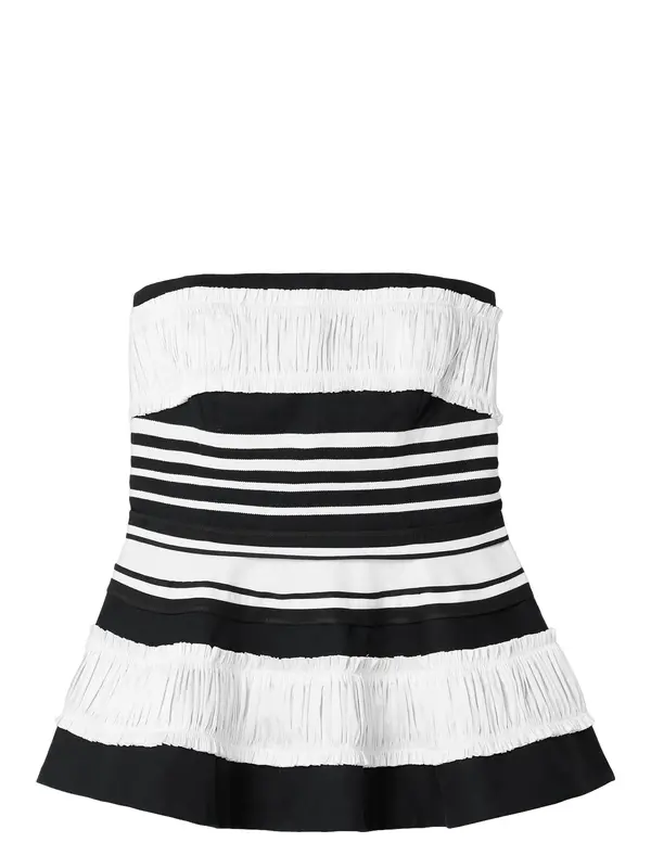 Christopher John Rogers Strapless Striped Cotton And Silk-blend Peplum Top - Multi