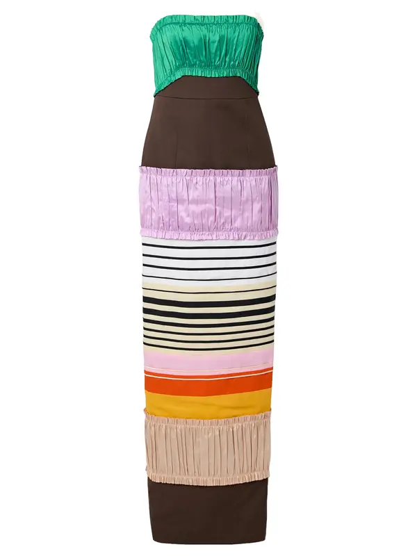 Christopher John Rogers Strapless Grosgrain-trimmed Canvas Gown - Multi