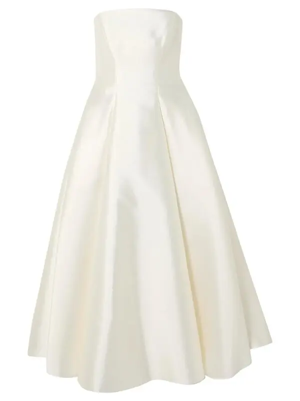 HALFPENNY LONDON Strapless Pleated Midi Dress - Neutrals