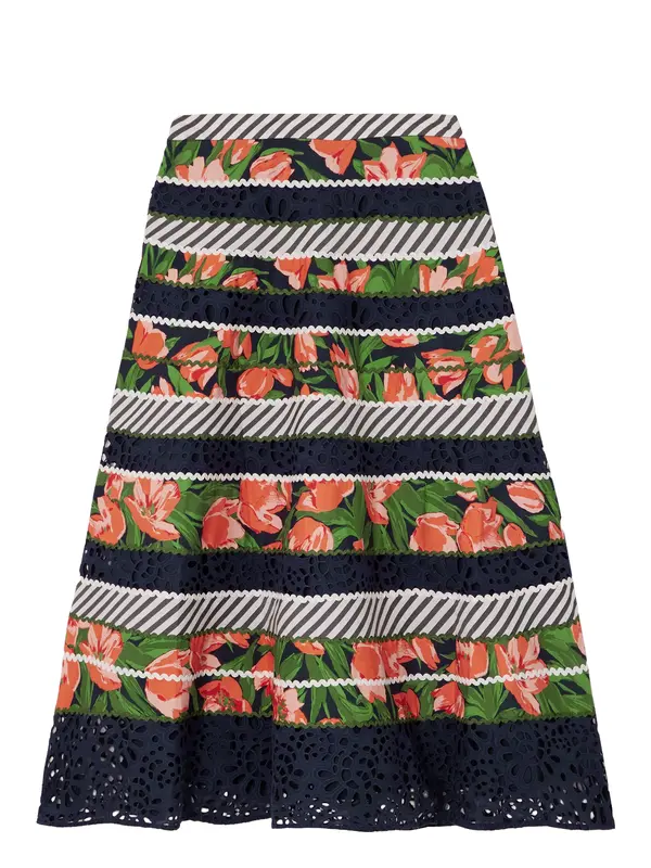 Carolina Herrera Ric Rac-trimmed Midi Skirt - Multi