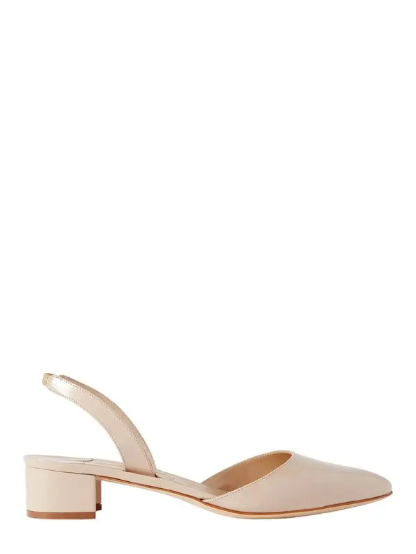 Manolo Blahnik Aspro 30 Patent-leather Pumps - Neutrals