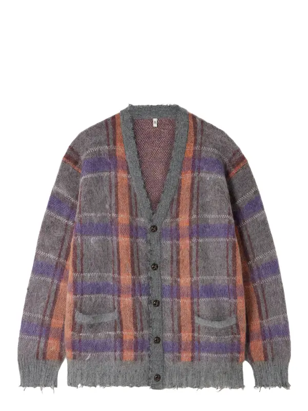 R13 Checked Brushed-knit Cardigan - Multi