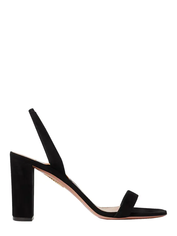 AQUAZZURA So Nude 85 Suede Slingback Sandals - Black