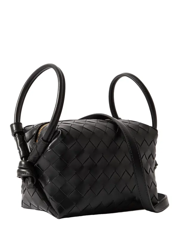 Bottega Veneta Avenue Small Intrecciato Leather Shoulder Bag - Black