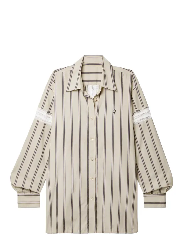 DIOTIMA Winston Crochet-trimmed Cotton-poplin Shirt - Multi