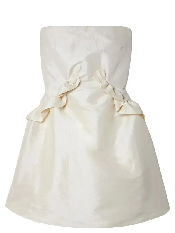 KIKA VARGAS Net Sustain Diana Strapless Ruffled Taffeta Mini Dress - Neutrals