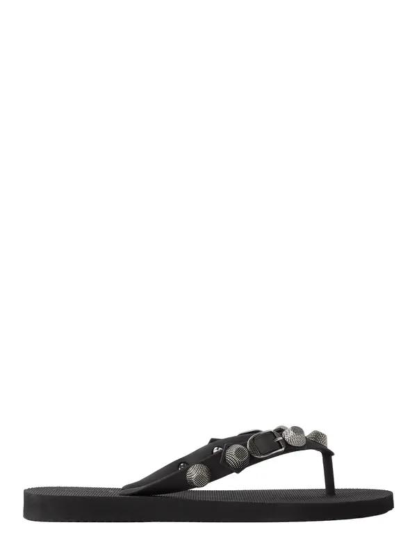 Balenciaga Cagole Embellished Flip Flops - Black