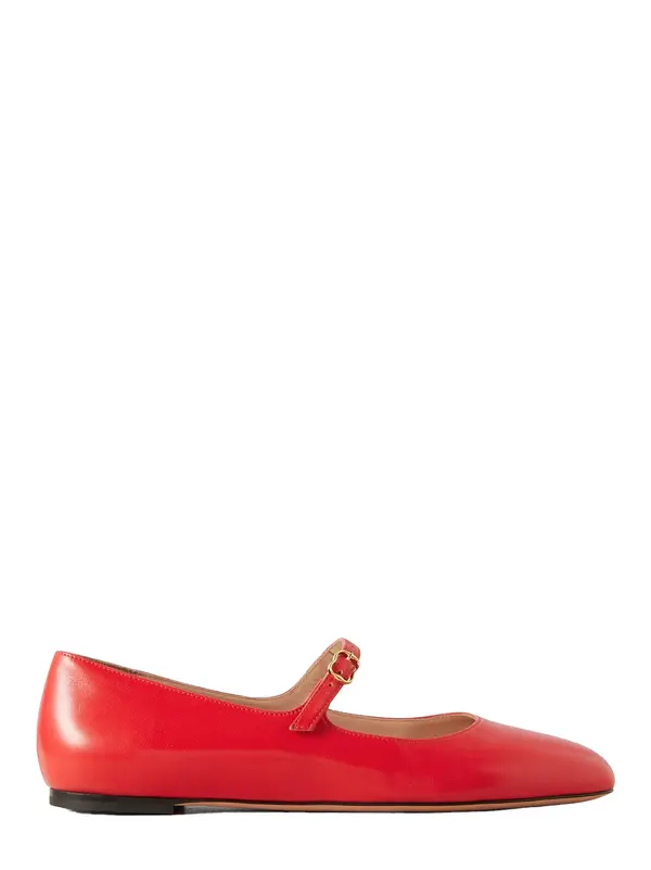 Bally Banya Leather Mary Jane Ballet Flats - Red
