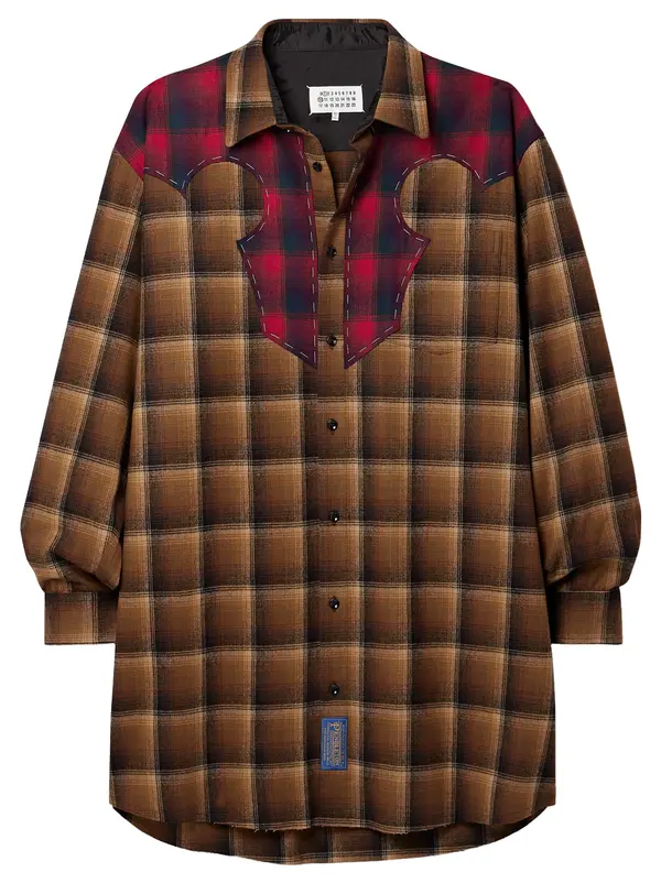 MAISON MARGIELA Checked Wool-flannel Mini Shirt Dress - Multi