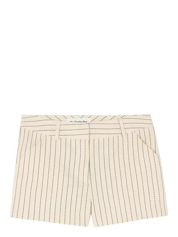 THE FRANKIE SHOP Kate Pinstriped Twill Shorts - Neutrals