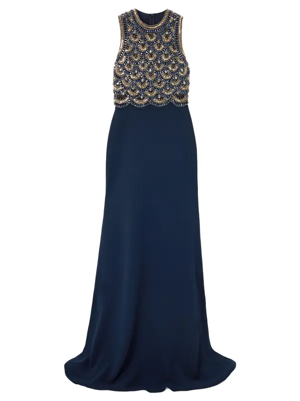 Naeem Khan Crystal-embellished Gown - Blue