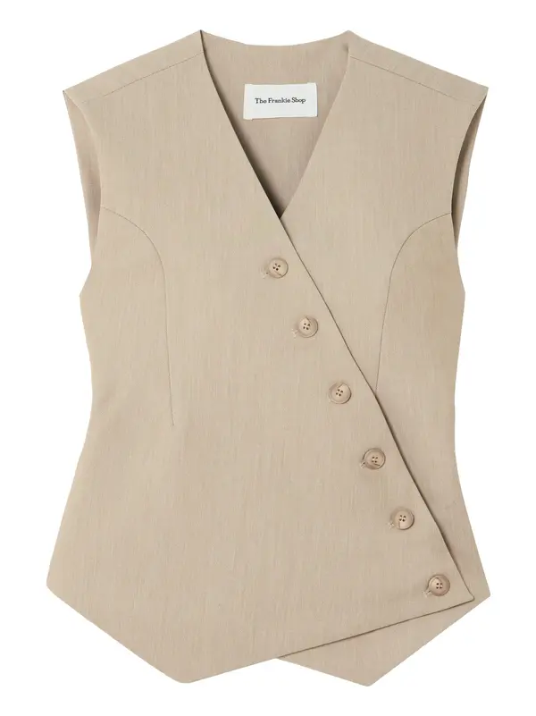 THE FRANKIE SHOP Maesa Asymmetric Canvas Vest - Neutrals