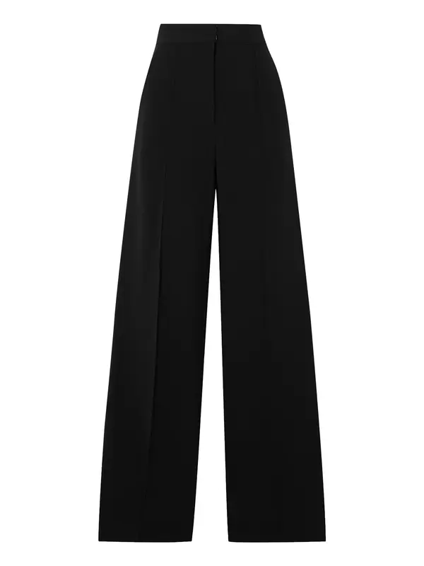 Another Tomorrow Net Sustain Stretch-merino Wool Wide-leg Pants - Black