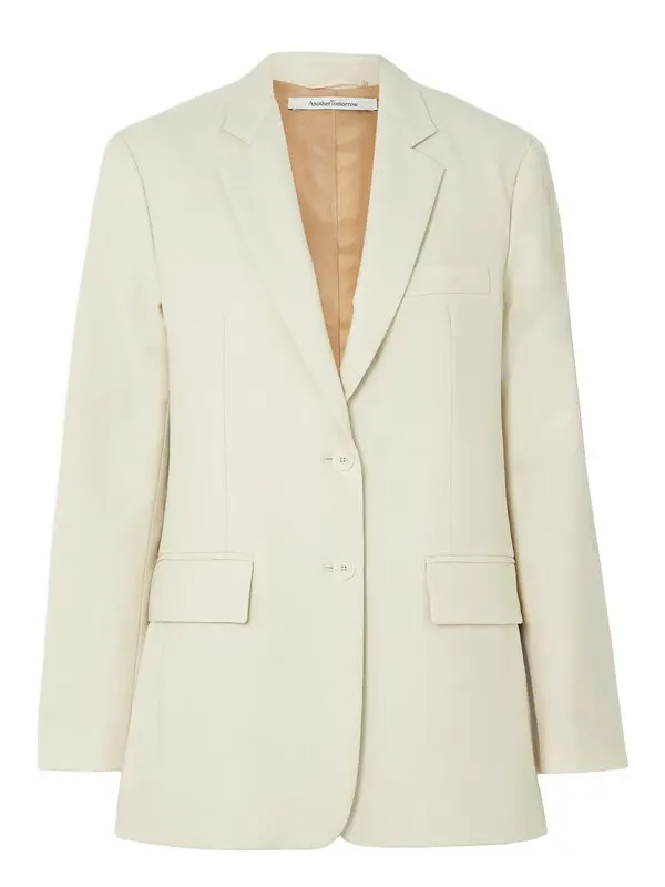 Another Tomorrow Net Sustain Oversized Merino Wool Blazer - Neutrals
