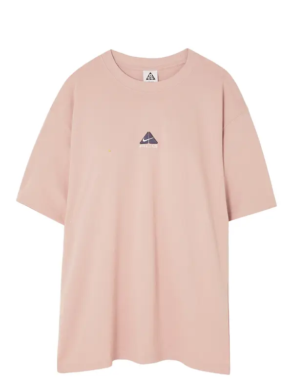 Nike Embroidered Cotton-jersey T-shirt - Pink