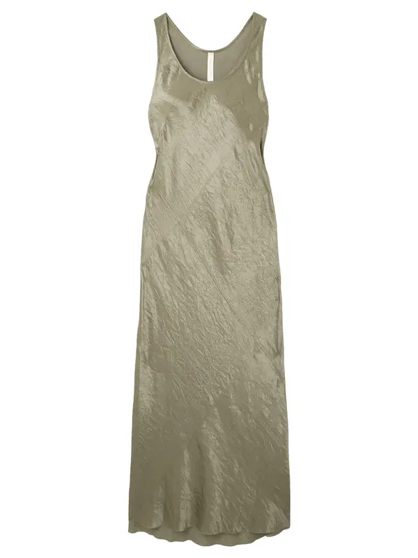 LAUREN MANOOGIAN Net Sustain Luster Bias Crinkled-satin Maxi Dress - Gray