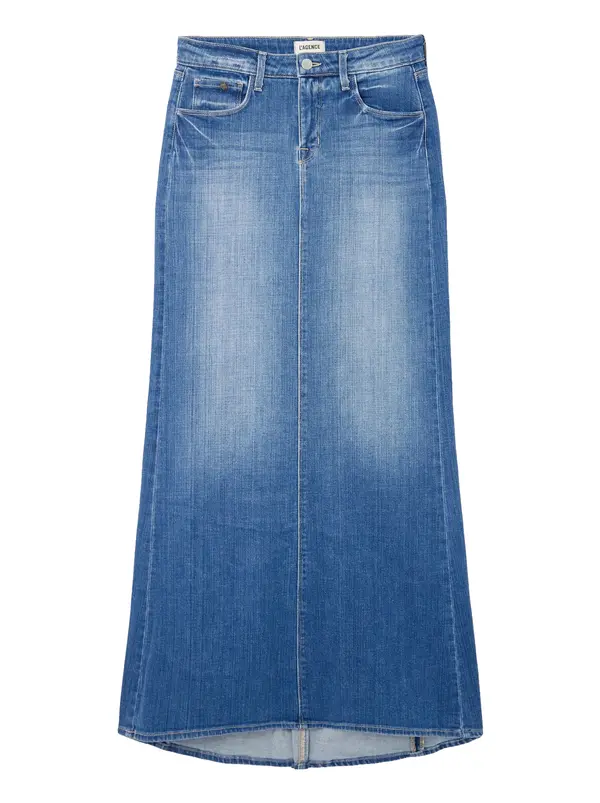 L'Agence Kailani Denim Maxi Skirt - Blue