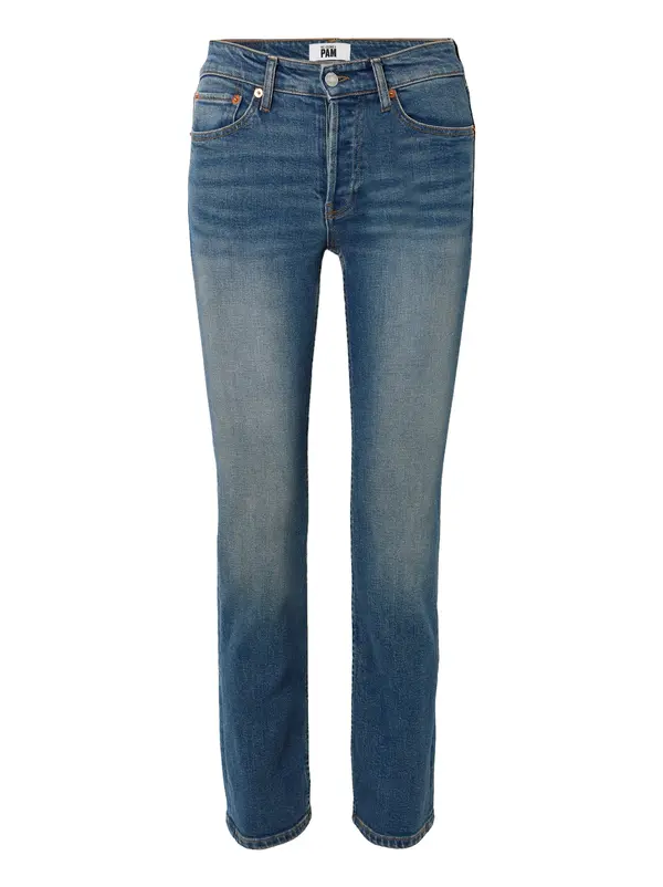 RE/DONE Pamela Anderson The Anderson Mid-rise Slim-leg Jeans - Blue