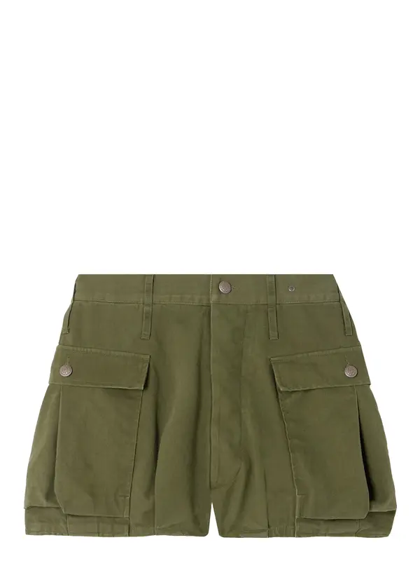R13 Bubble Herringbone Cotton Shorts - Green