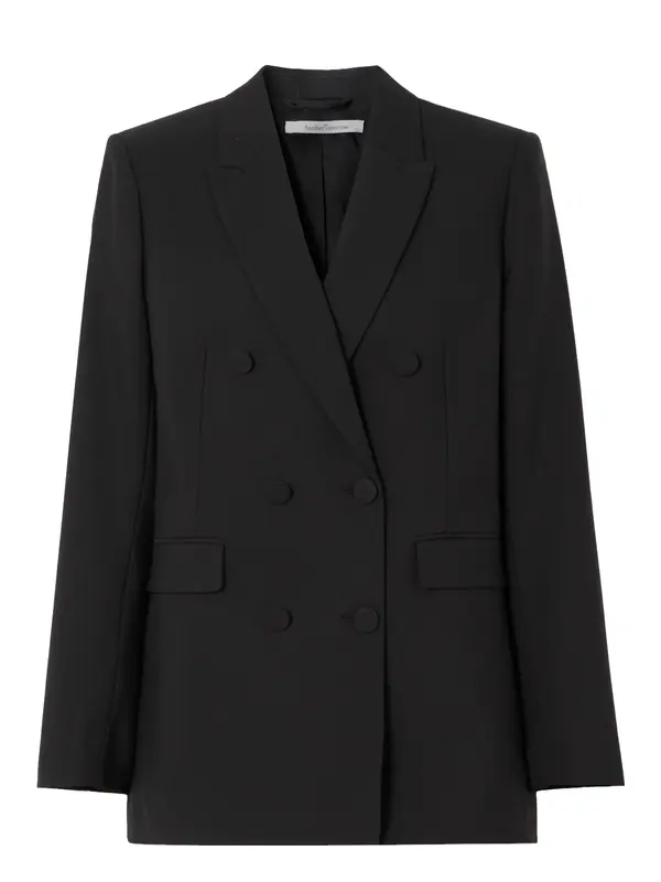 Another Tomorrow Double-breasted Merino Wool Jacket - Black