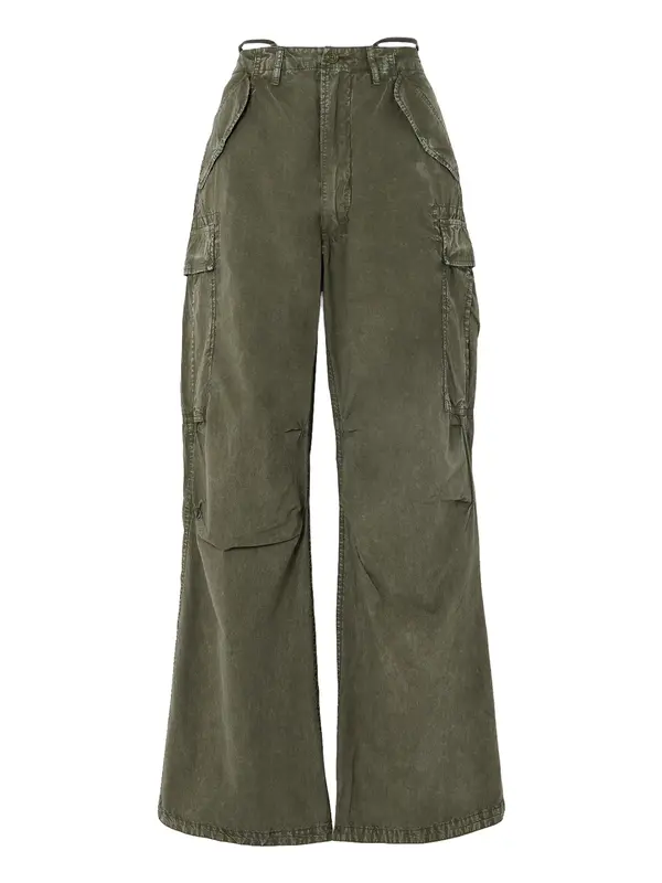 R13 Cotton-twill Wide Leg Cargo Pants - Green
