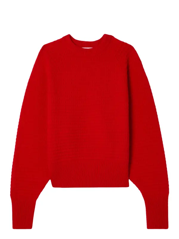 Sasuphi Waffle-knit Merino Wool And Cashmere-blend Sweater - Red