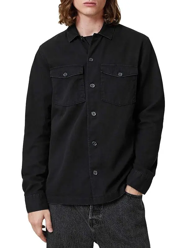 ALLSAINTS Spotter Cotton Button Down Shirt - Black