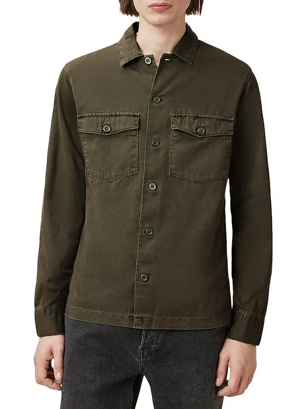 ALLSAINTS Spotter Cotton Button Down Shirt - Cargo Green