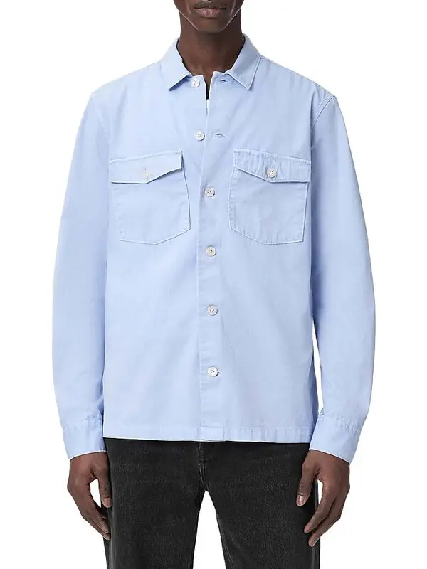 ALLSAINTS Spotter Cotton Button Down Shirt - Villa Blue