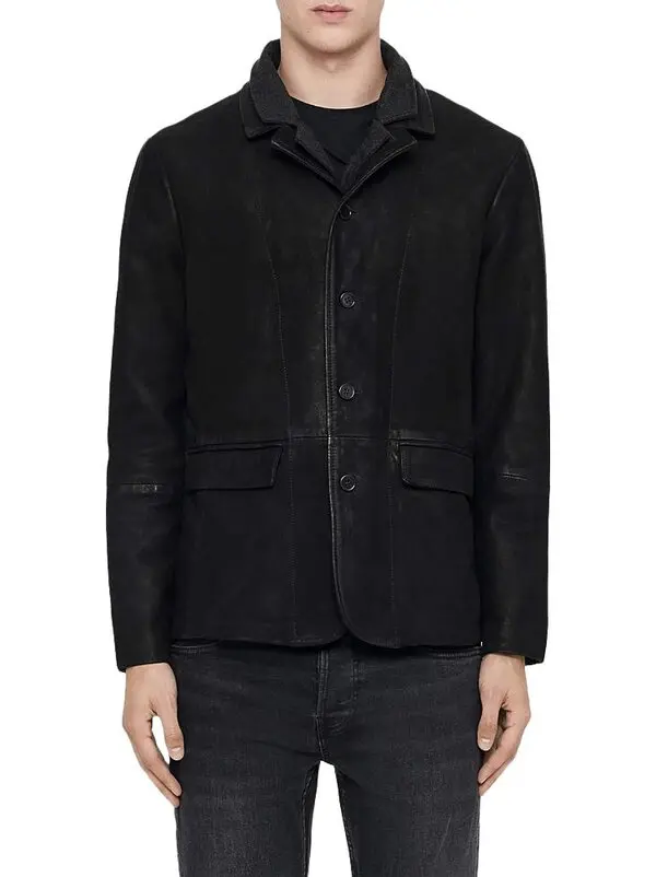 ALLSAINTS Survey Layered Leather Blazer - Black