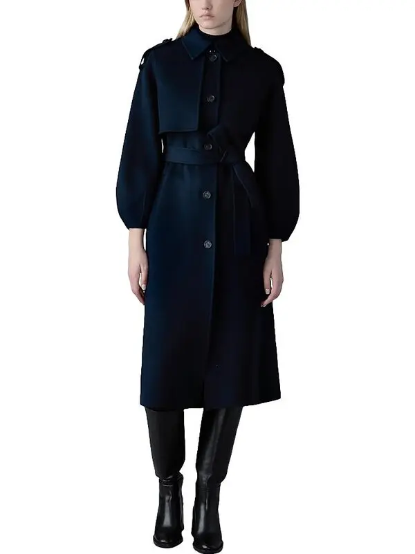 Mackage Ceyla Wool Trench Coat - Navy