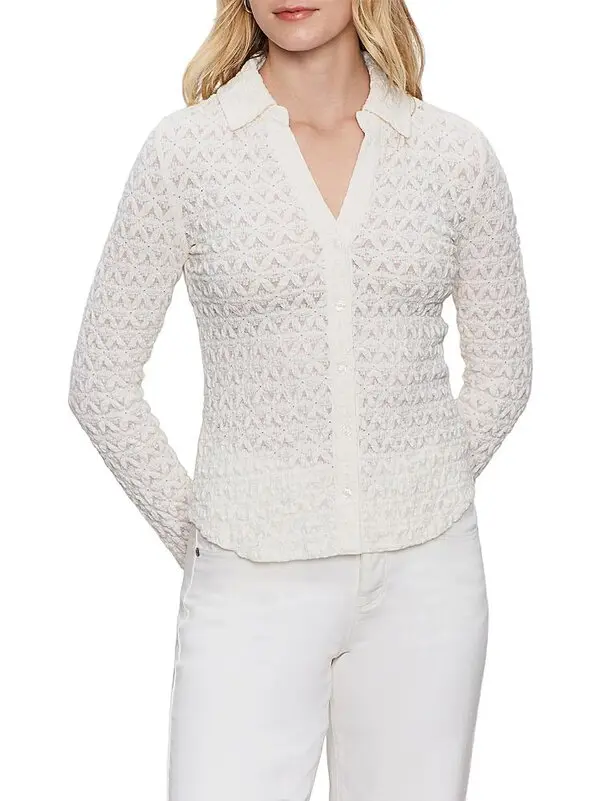 Sanctuary Textured Lace Shirt - Chalk