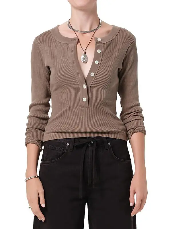 Citizens Of Humanity Varra Henley Tee - Cocoa