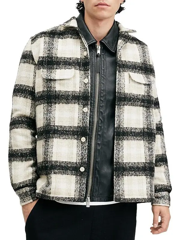 ALLSAINTS Lapse Relaxed Fit Plaid Shirt Jacket - Black Grey