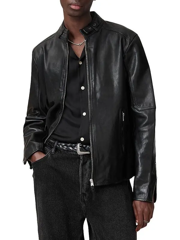 ALLSAINTS Cora Slim Fit Zip-up Jacket - Jet Black