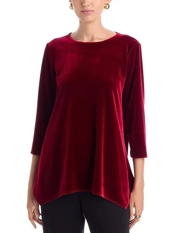 Caroline Rose Velvet Swing Top - Deep Red