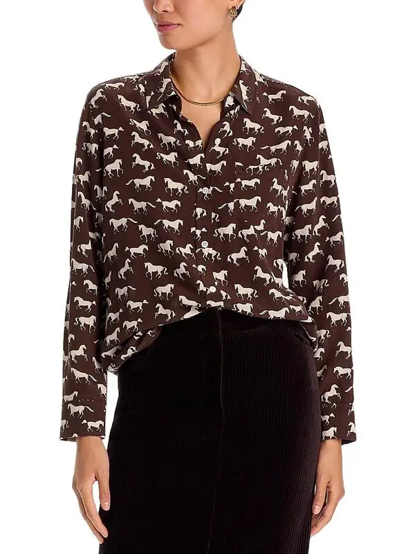 Rails Kate Silk Blouse - Ivory Horses