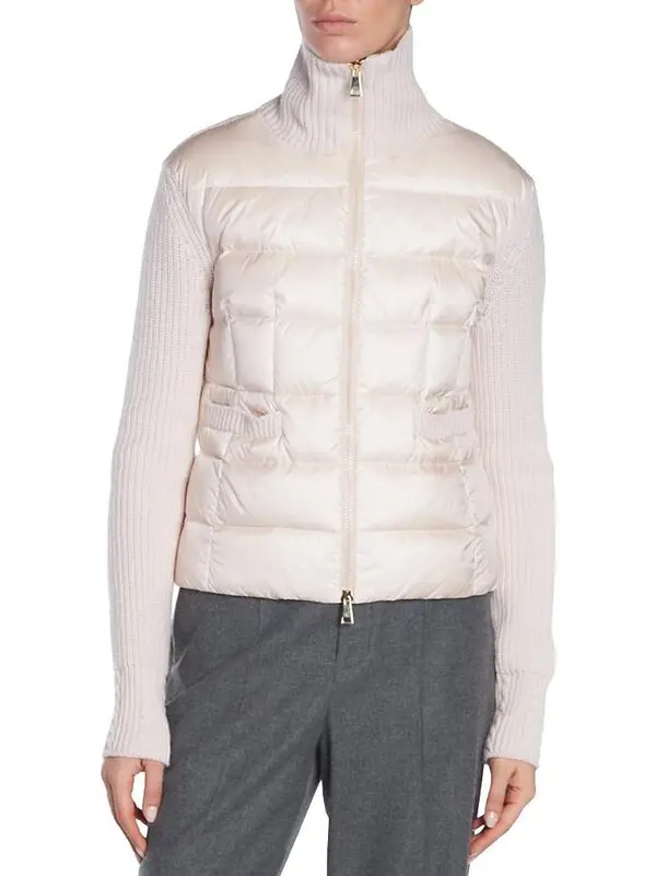 Moncler Mixed Media Coat - Pastel Pink