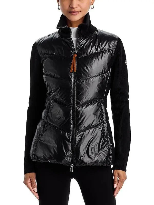 Moncler Padded Wool Puffer Cardigan - Black