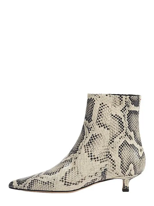 AeydĒ Sofie Pointed Toe Embossed Kitten Heel Ankle Boots - Creamy