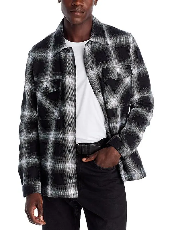 Hugo Enalu Cotton Plaid Oversized Fit Shirt Jacket - Black