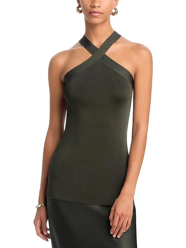 ANINE BING Brea Halter Top - Dark Olive